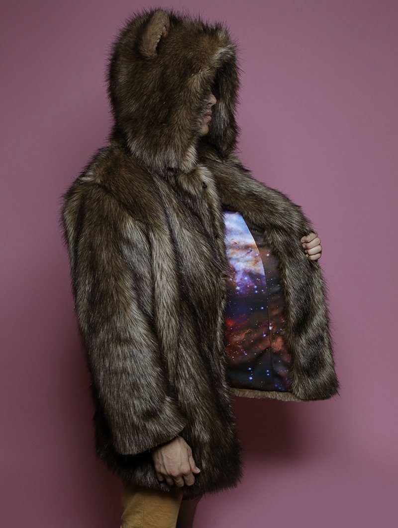 Grizzly Golden Galaxy Faux Fur Coat | Unleash Your Inner Wild - SpiritHoods