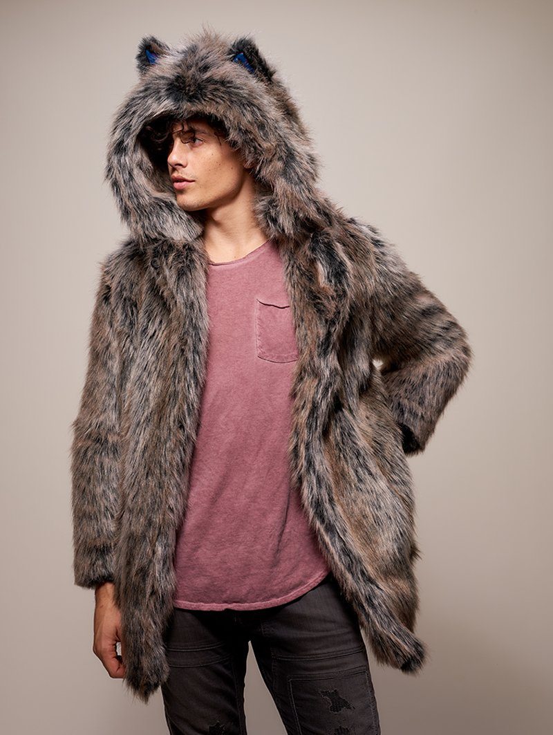 Limited Edition Grey Wolf Faux Fur Coat - Redefine Your Elegance ...