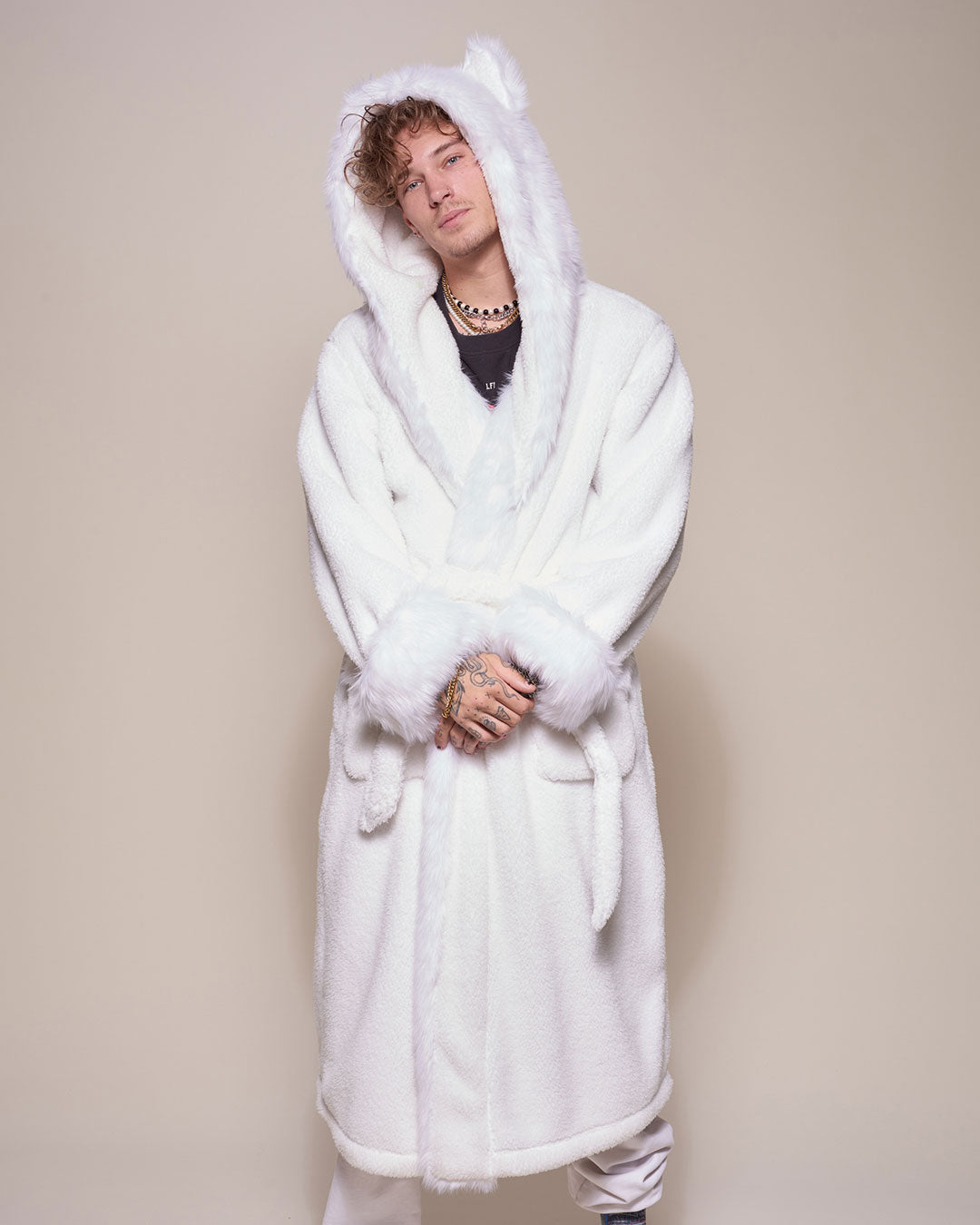 Artic Wolf Faux Fur Men's Robe | House Coat | SpiritHoods