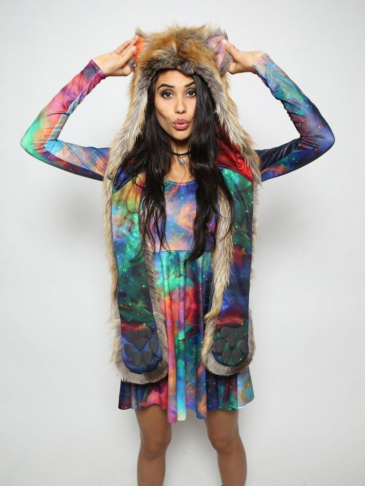 The Blackmilk Red Fox Rainbow Galaxy Spirithood - Cosmic Canine Charm - SpiritHoods