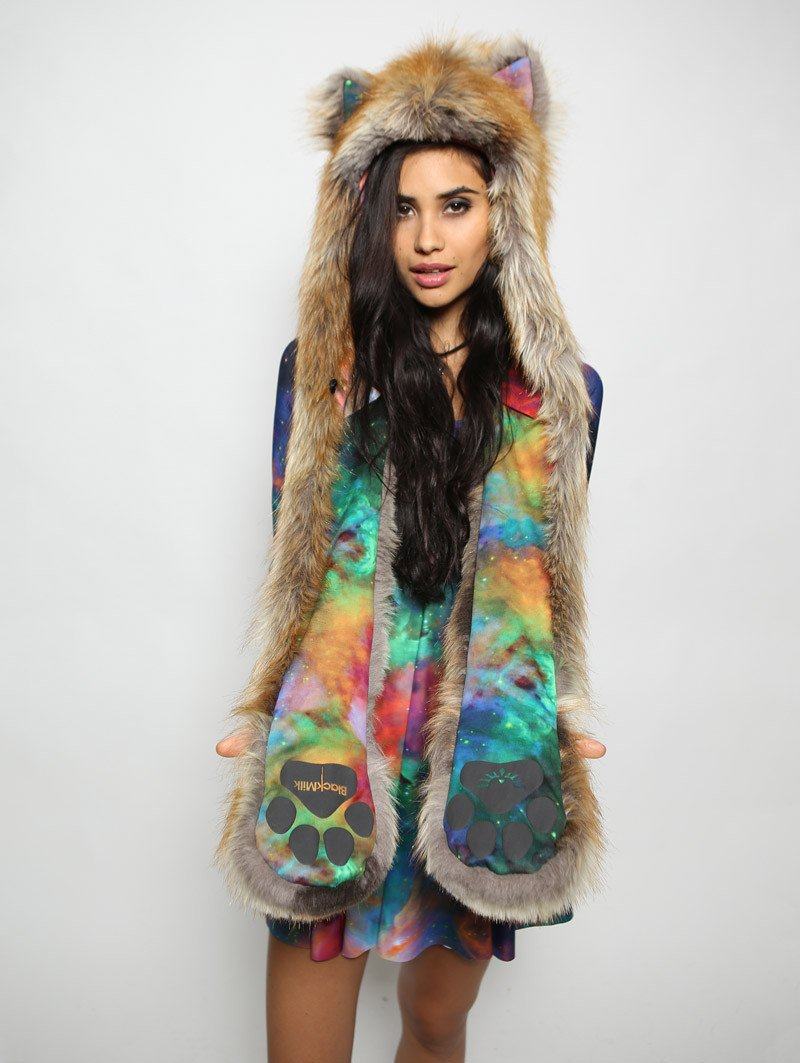 The Blackmilk Red Fox Rainbow Galaxy Spirithood - Cosmic Canine Charm - SpiritHoods