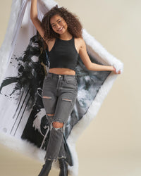 Lora Zombie Artist Edition: The One You Feed White Wolf Faux Fur Throw