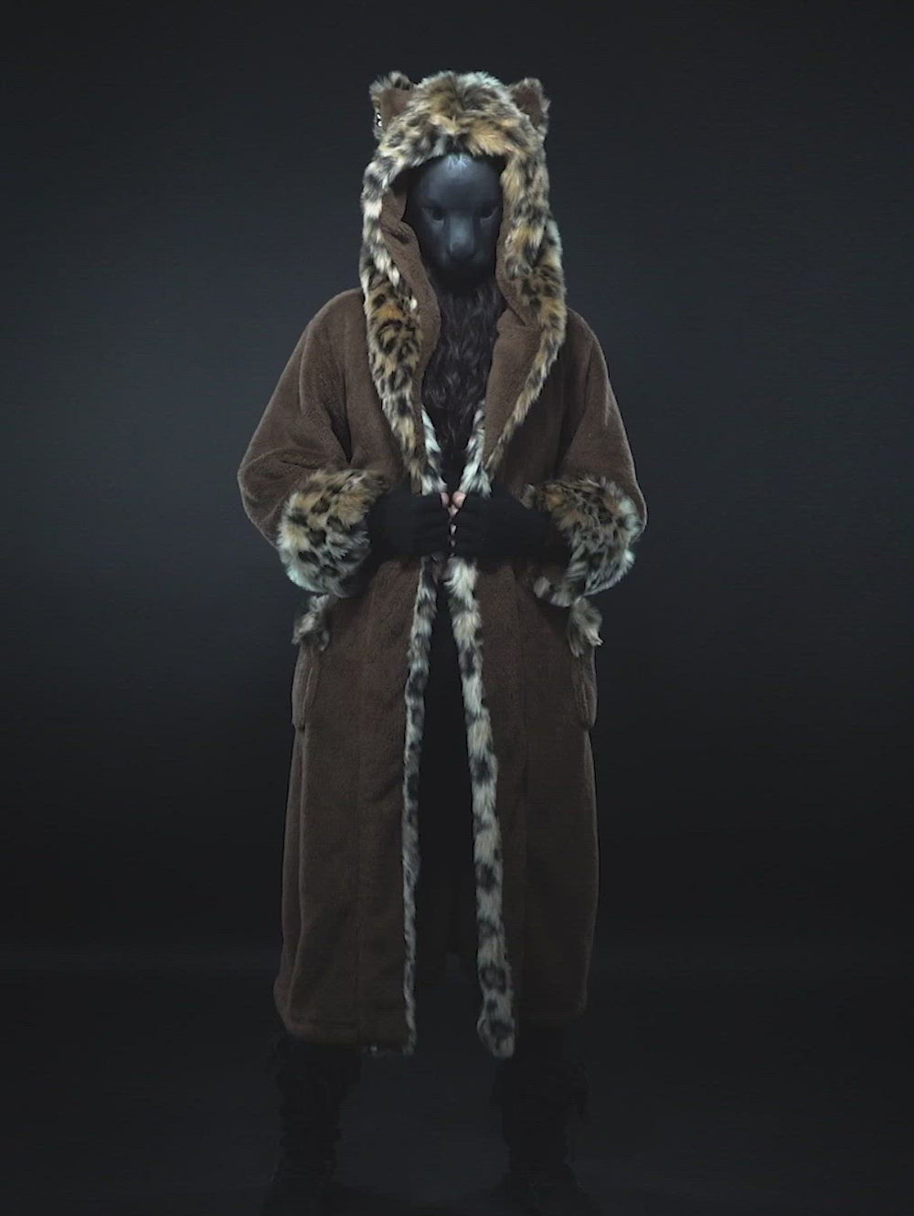 SpiritHoods® Faux Fur Mens Robe With Hood & Ears Plush Glamour Classic ...