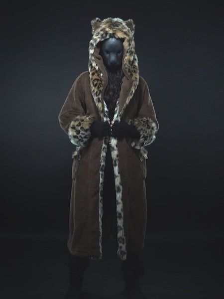 SpiritHoods® Faux Fur Mens Robe With Hood & Ears Plush Glamour Classic ...