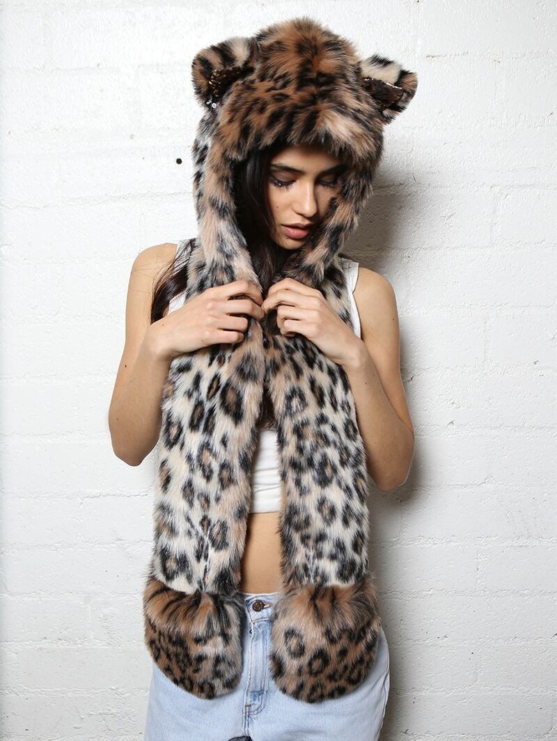 SpiritHoods Leopard Snakeskin Fur Hood