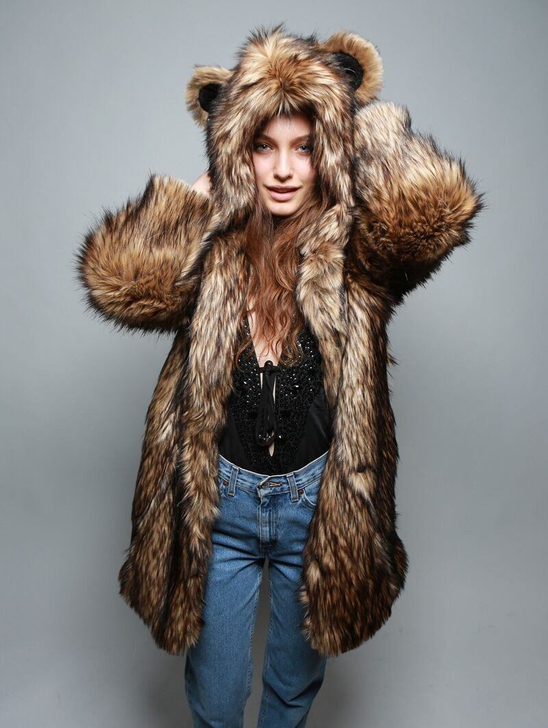 Grizzly Faux Fur Coat - Wilderness Elegance - SpiritHoods