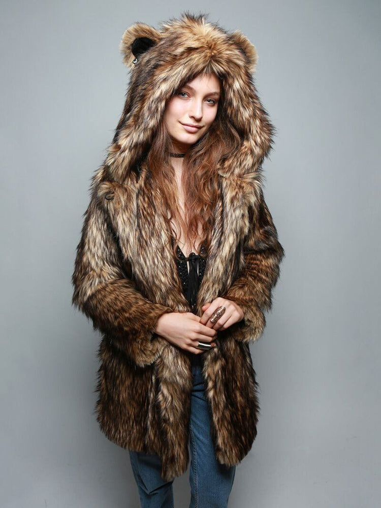 Grizzly Faux Fur Coat - Wilderness Elegance - SpiritHoods